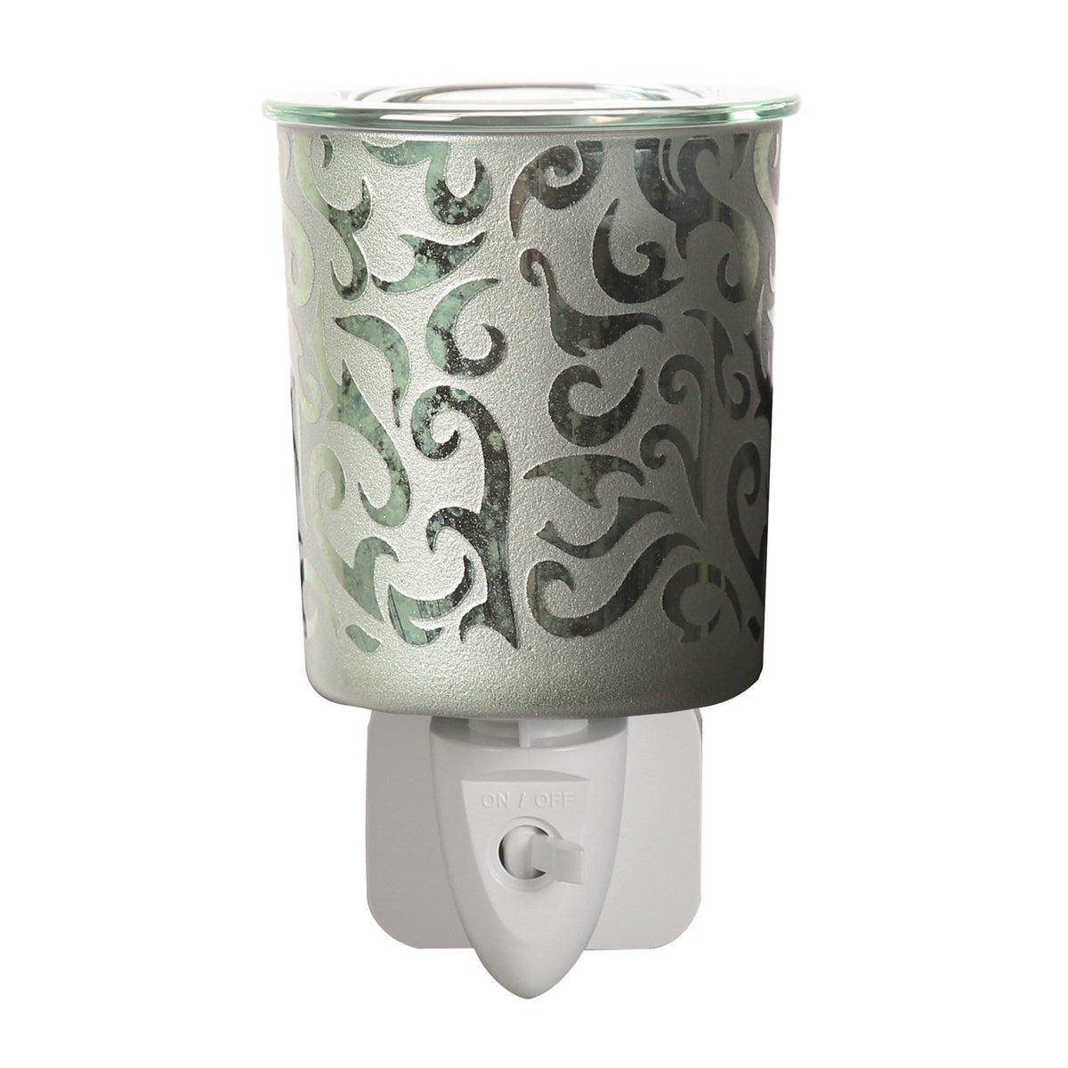 Green Swirl Plug-In Wax Melt Burner – 13cm Glass Glow