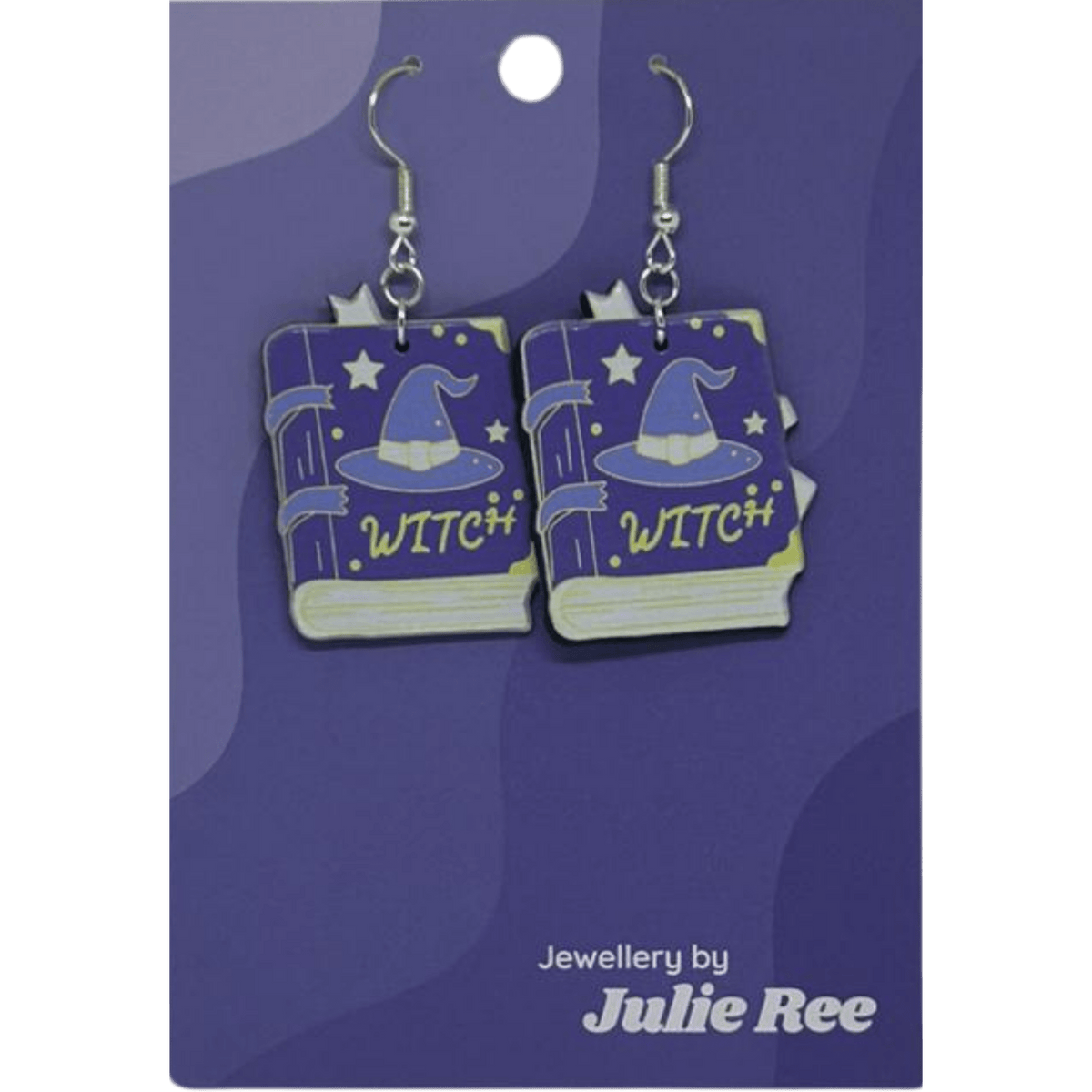 Purple Spell Book Earrings – Witchy & Magical Jewellery