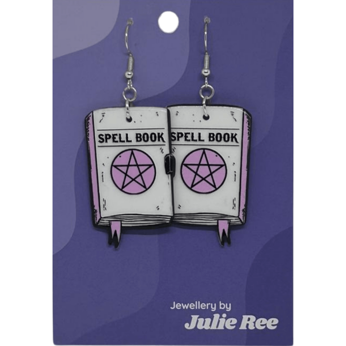 White Spell Book Earrings – Mystical Witch Jewellery
