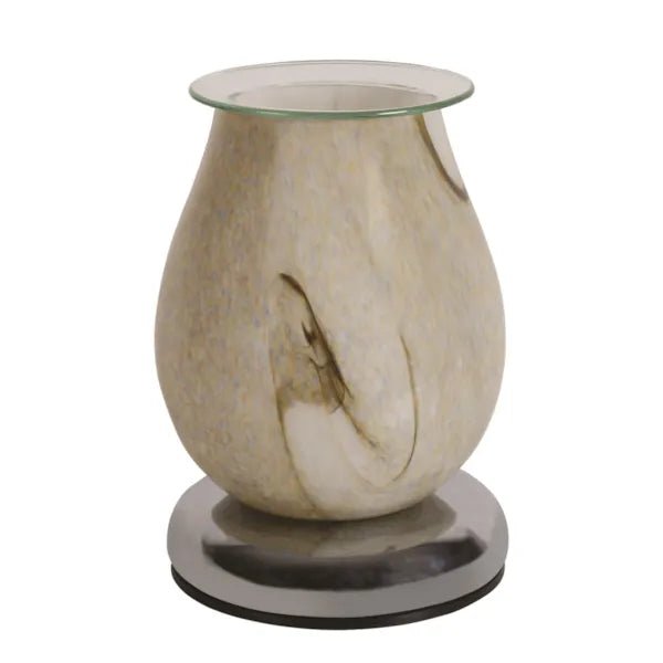 Natural Swirl Touch Wax Melt Burner – Soft Neutral Glass Design