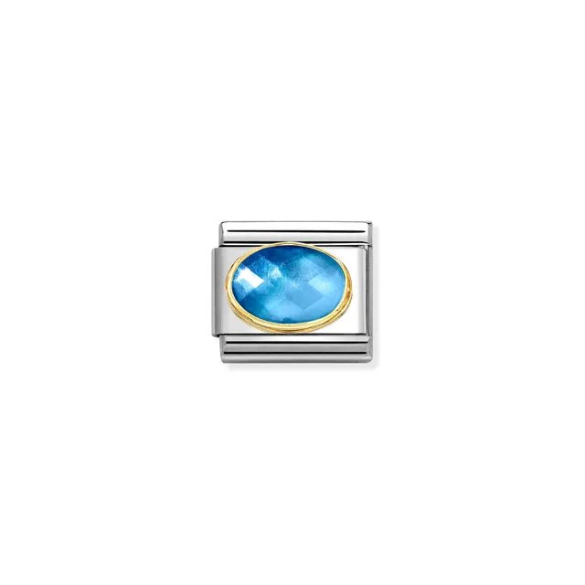 Nomination Blue–Light Blue Faceted Glass Oval Link – Classic