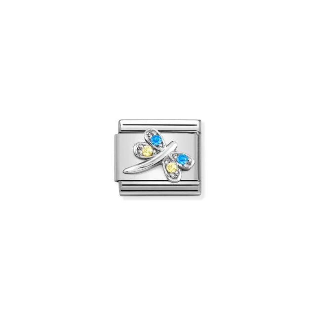 Nomination Dragonfly Classic Link | Blue & Yellow CZ Charm