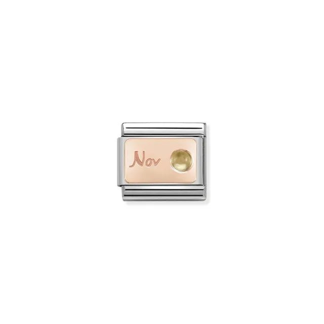 Nomination Classic Link November Citrine Charm | Rose Gold