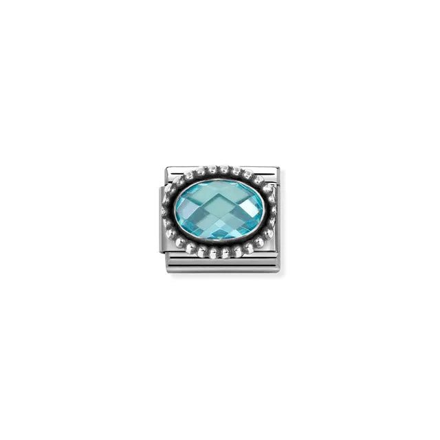 Nomination Light Blue Cubic Zirconia Classic Link Charm