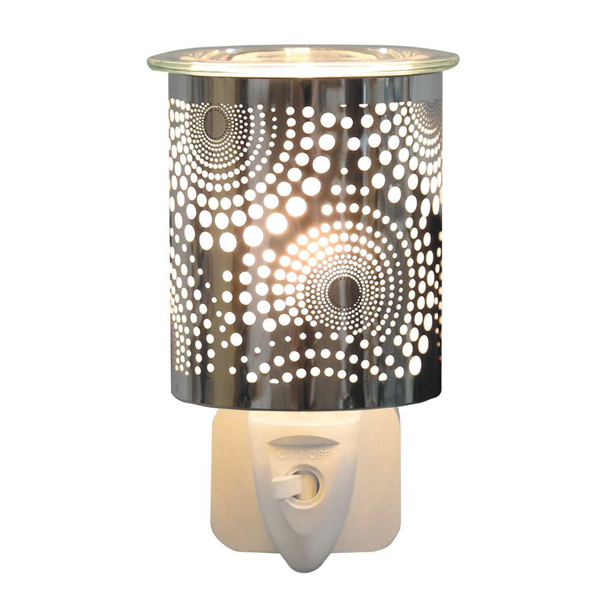 Swirl Dot Plug-In Wax Melt Burner – Chrome Spiral Design