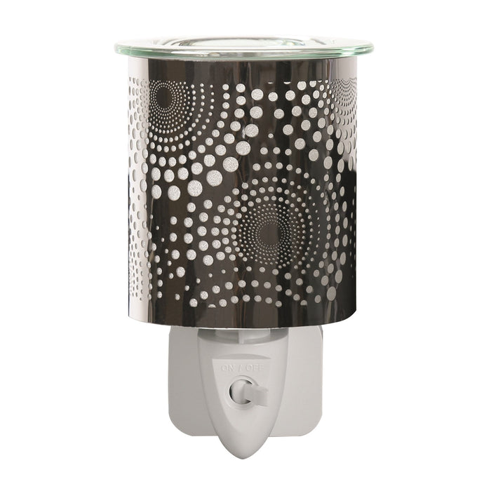Swirl Dot Plug-In Wax Melt Burner – Chrome Spiral Design
