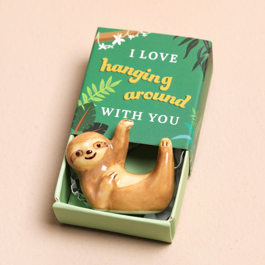 Lisa Angel Tiny Matchbox Ceramic Sloth Token – Cute Keepsake Gift